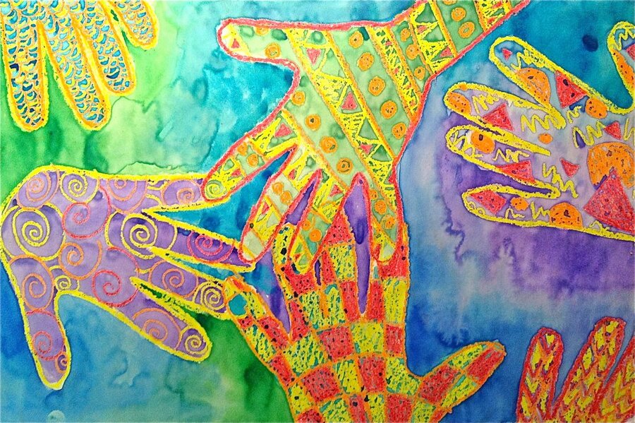 Morean Arts Center | Wax Resist. Crayon and Watercolor